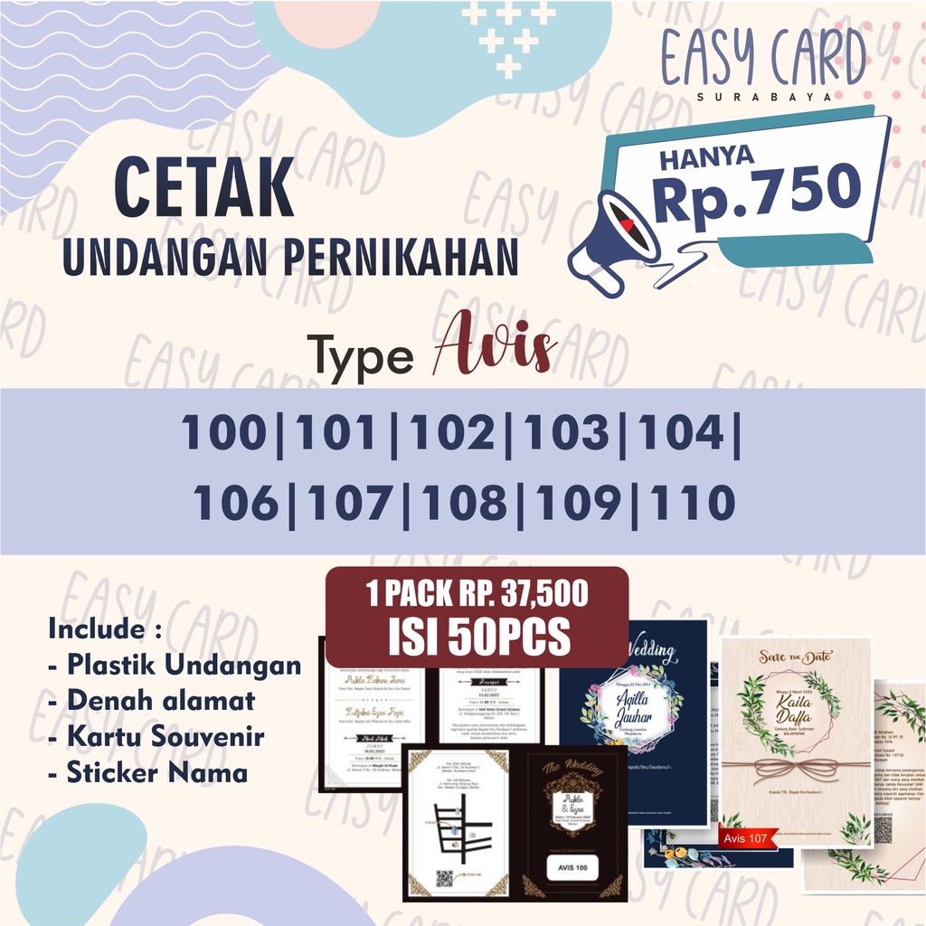Jual CETAK UNDANGAN PERNIKAHAN | HARGA TERJANGKAU (Type Avis) | Shopee ...