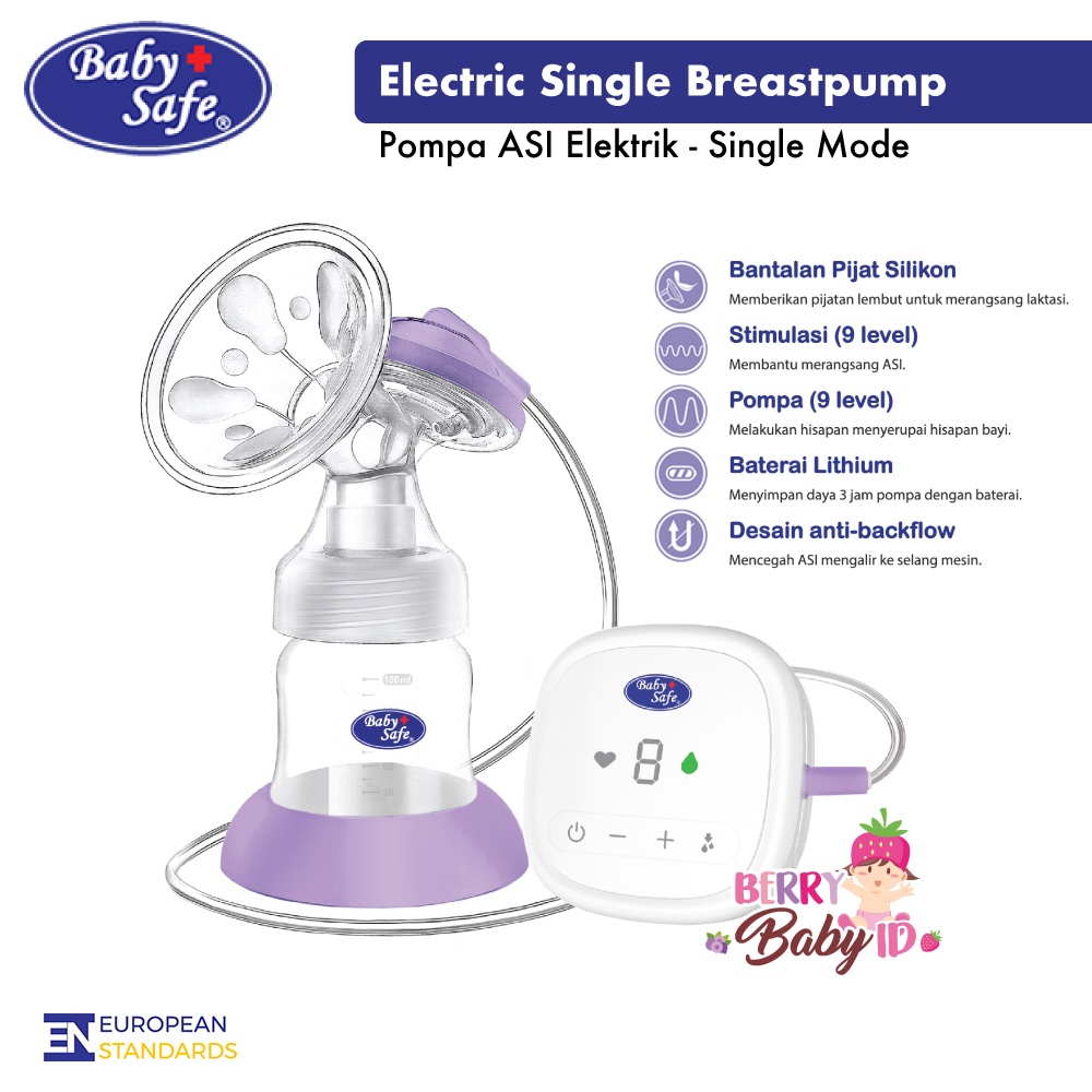 Jual Baby Safe Electric Breast Pump Single Pompa ASI Elektrik Breastpump BPE01 Berry Mart ...