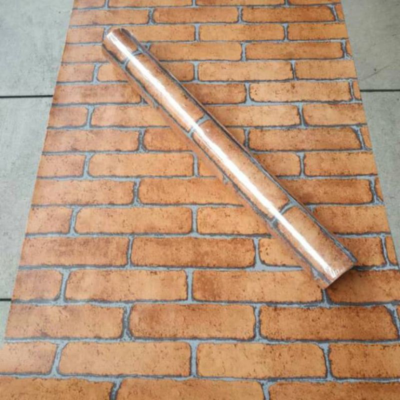 Jual wallpaper dinding motif bata panjang 10 meter lebar 45 cm | Shopee ...