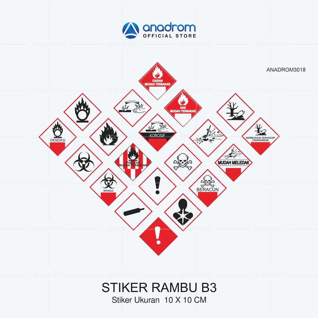 Jual Stiker Limbah B3 | Hazardous Material Sign | 10x10 cm & 25x25 cm ...