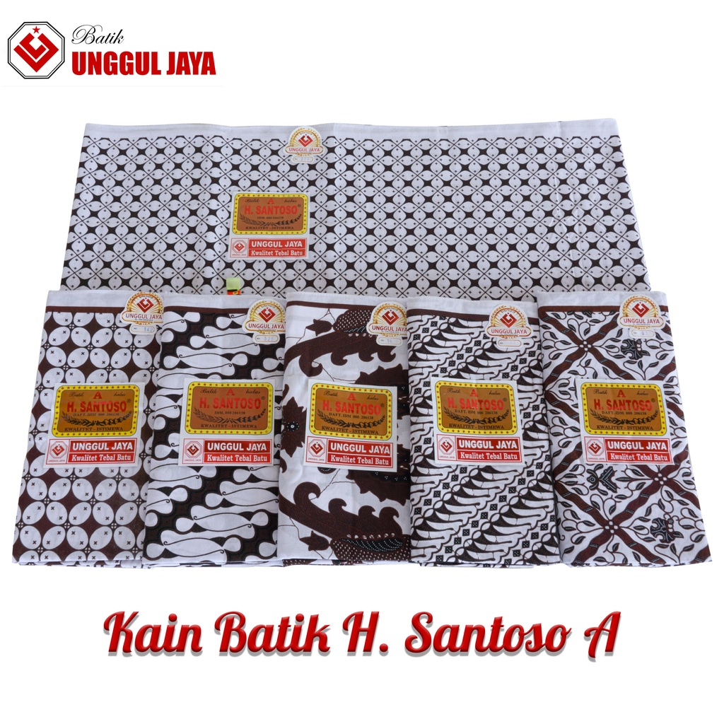 Jual Jarik Batik H. Santoso A Putih katun kain batik kwalitas 1 Santoso Unggul Jaya | Shopee ...