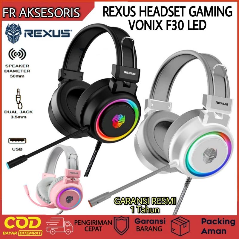 Jual Rexus Headset Gaming Vonix F30 RGB LED With mic Headphone Stereo ...