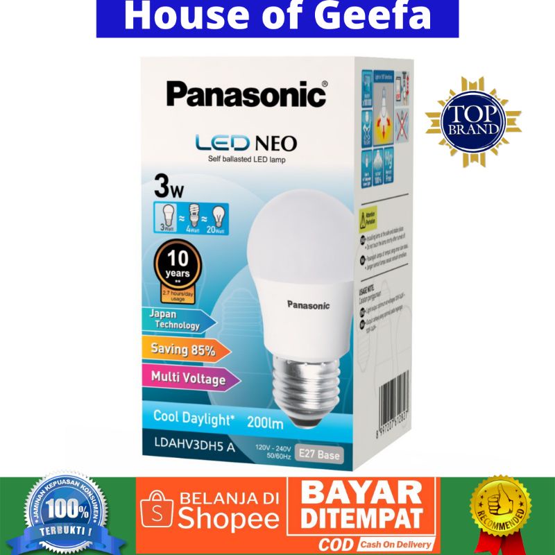 Jual LAMPU LED PANASONIC NEO 3W 6500K COOL DAYLIGHT PUTIH ORI JAPAN ...