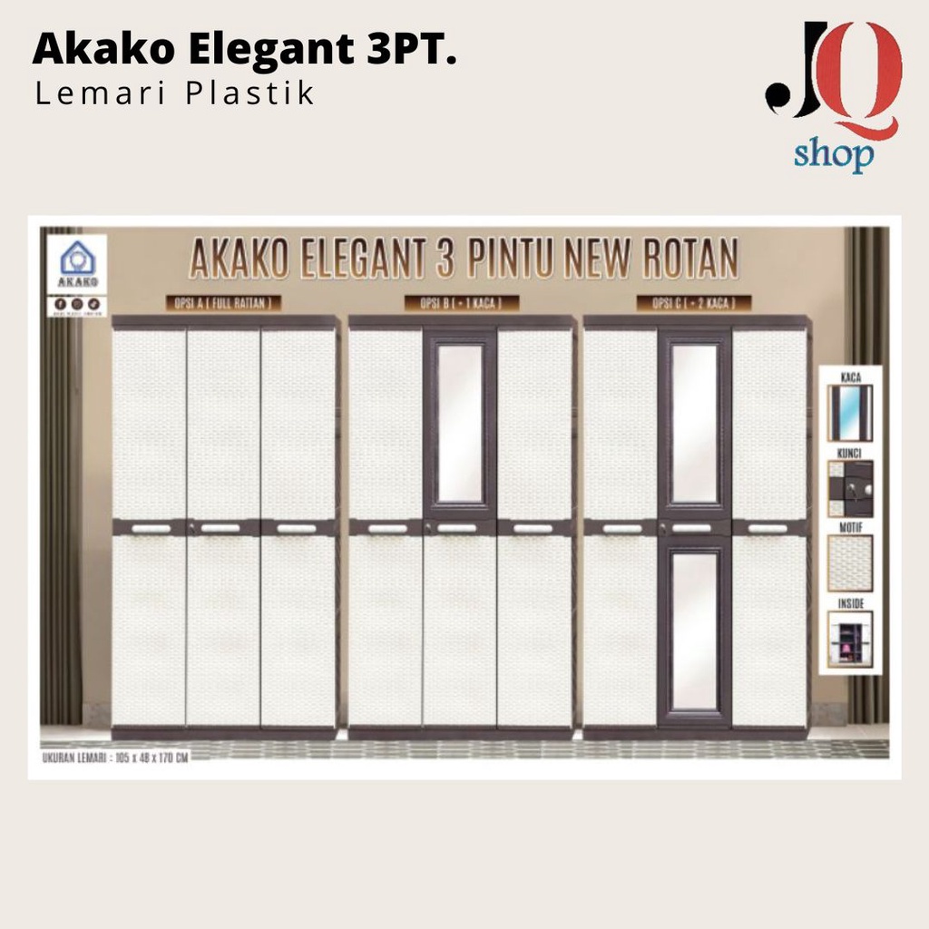 Jual AKAKO Lemari / Rak Baju / Pakaian Plastik 3 Pintu | Shopee Indonesia