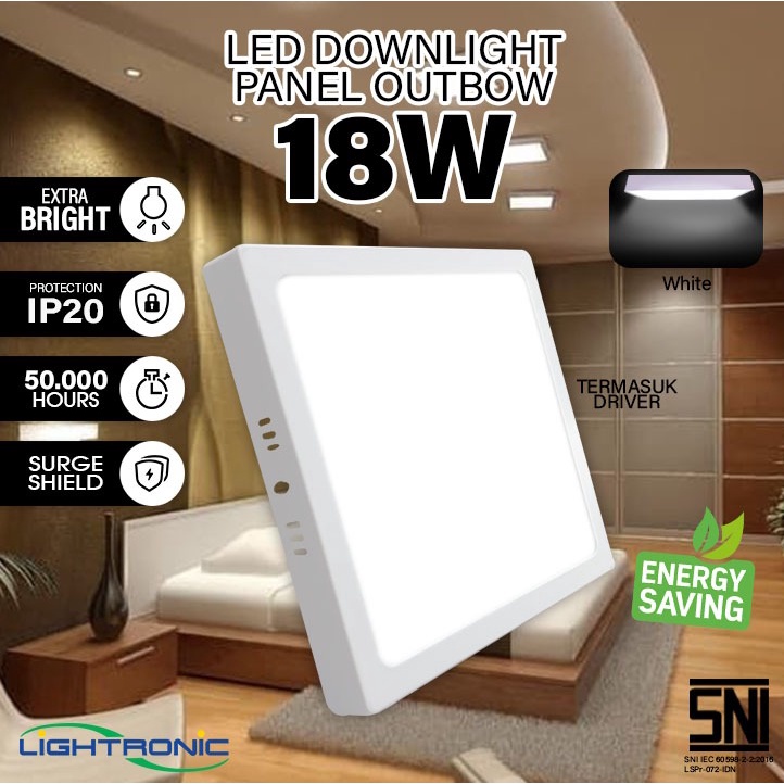 Jual LAMPU DOWNLIGHT PANEL OUTBOW KOTAK 18W 18 WATT PUTIH 6500K ...