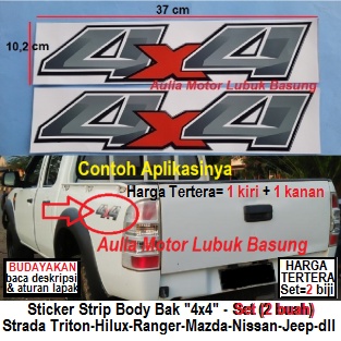 Jual sticker stiker list strip body bak mobil tulisan 4x4 untuk strada ...