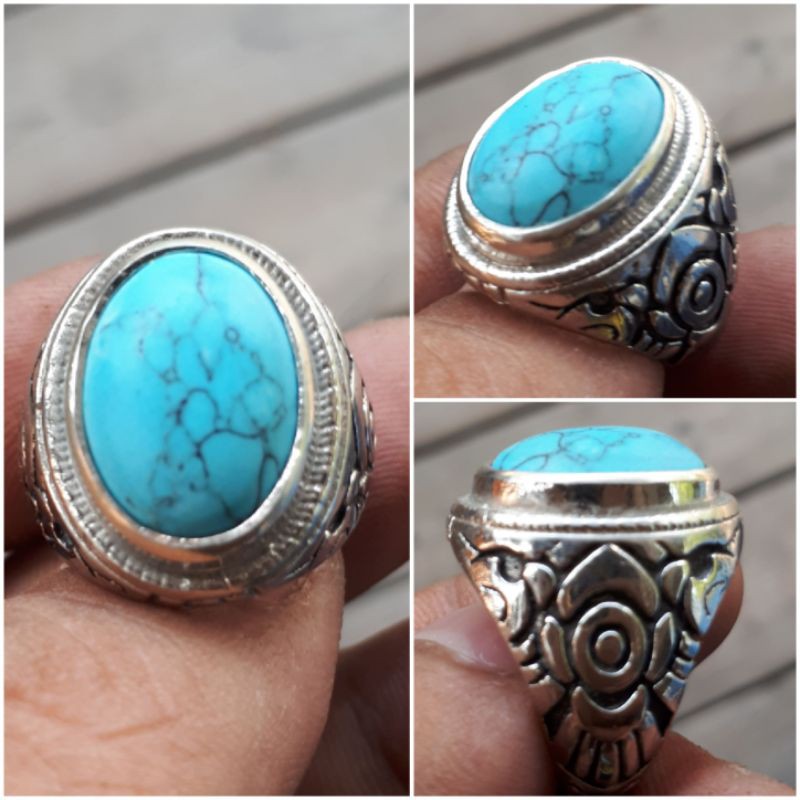 Jual cincin pirus biru fancy xinjiang natural | Shopee Indonesia