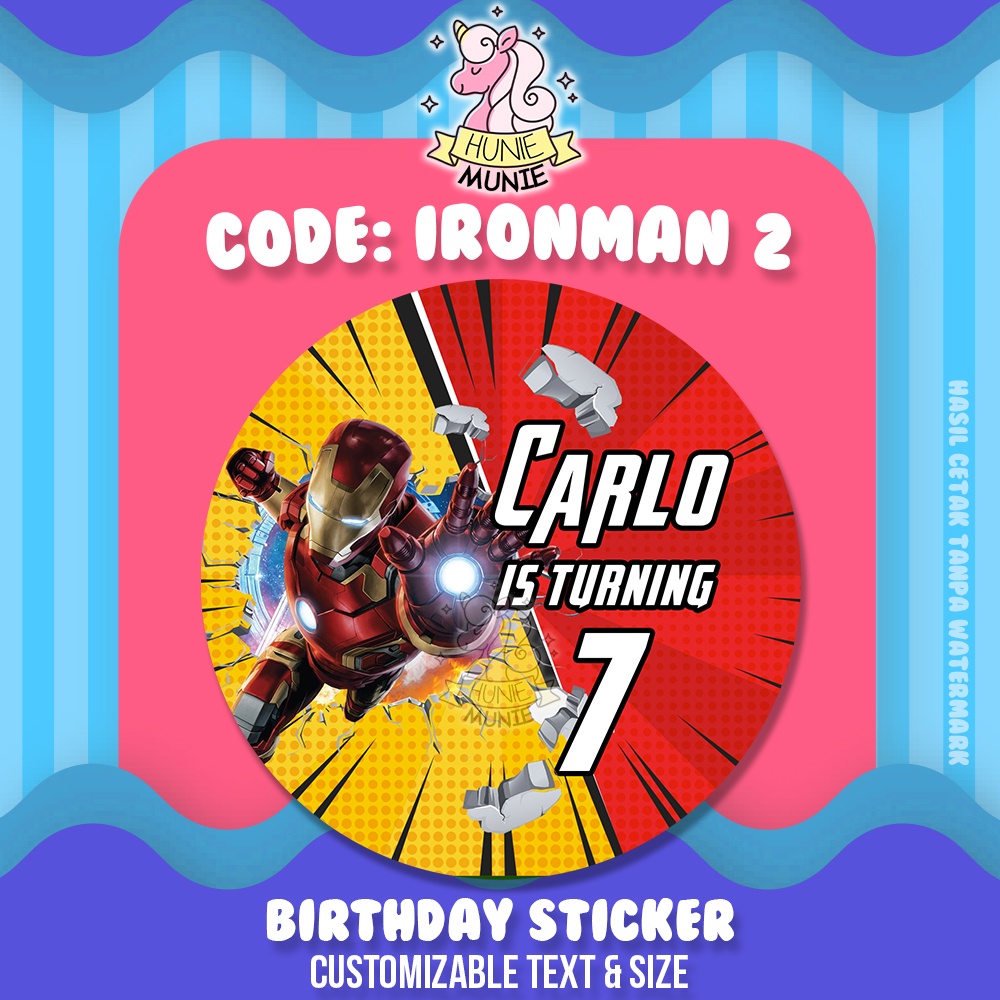 Jual Sticker Birthday Custom - Iron Man Avengers Avenger Hulkbuster ...