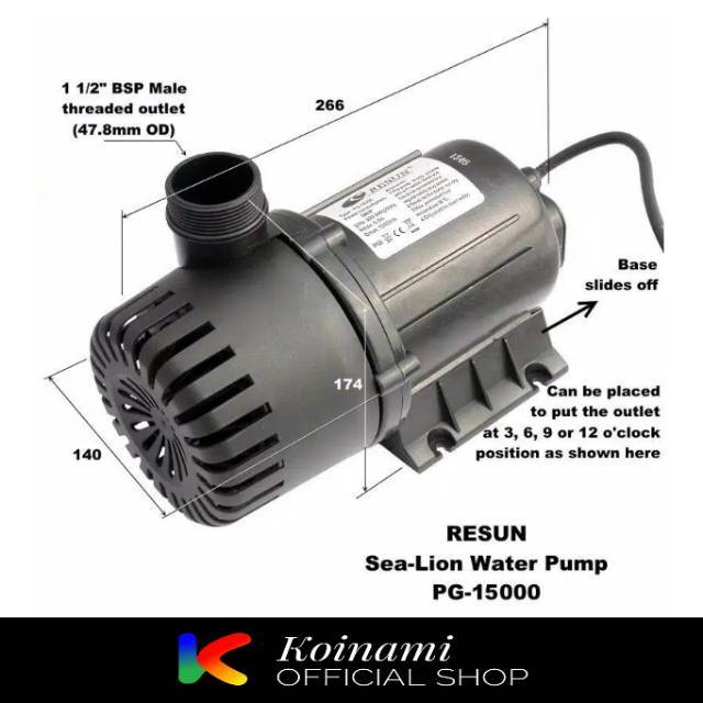 Jual RESUN PG-15000 / pompa sirkulasi kolam ikan koi / filter air ...