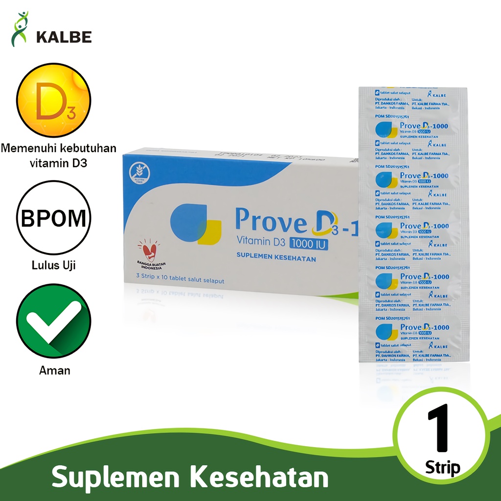 Jual KALBE Suplemen Kesehatan Tablet 1 Strip Prove D3-1000 Memenuhi ...