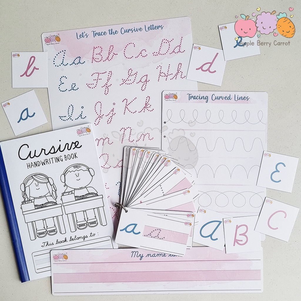 Jual MONTESSORI CURSIVE LETTER WRITING PRACTICE WORKSHEET / LATIHAN ...