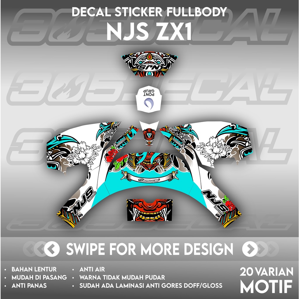 Jual Sticker decal helm NJS ZX1 motif Samurai | Shopee Indonesia