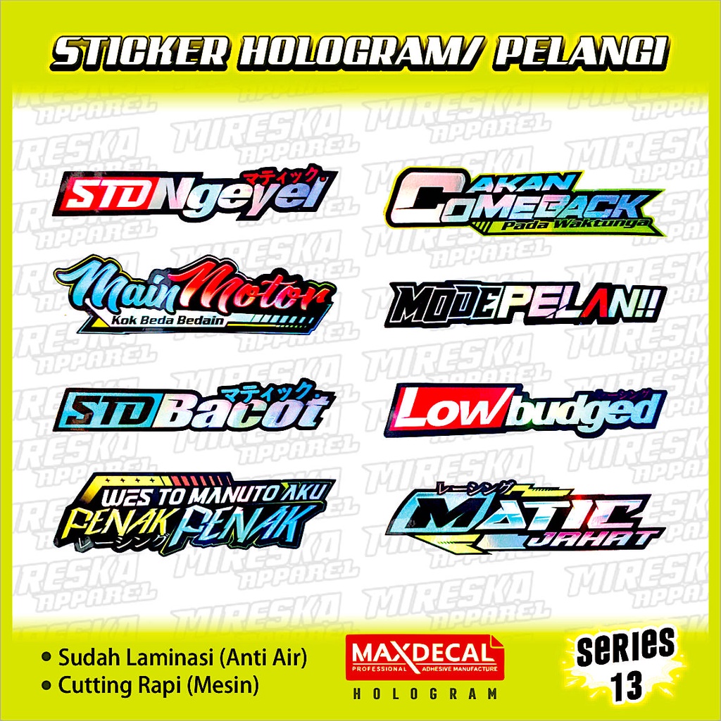 Jual Terbaru!! Stiker Viral Hologram Terlaris Racing Series 13 ...