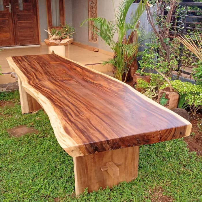Jual MEJA MAKAN TREMBESI 200x70-80cm KAYU SOLID TANPA SAMBUNGAN MEJA ...