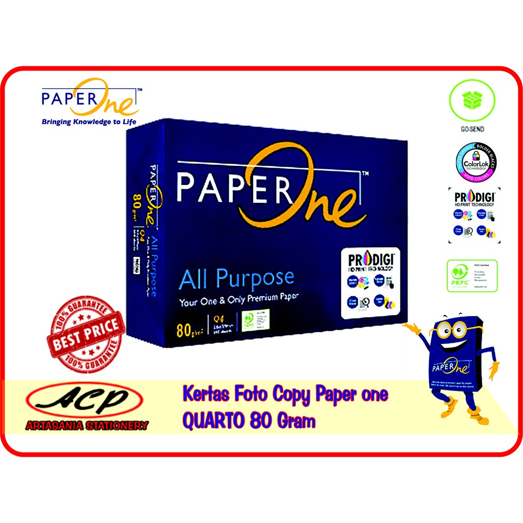 Jual Kertas fotocopy HVS murah Paper one ukuran Quarto 80 gram | Shopee ...