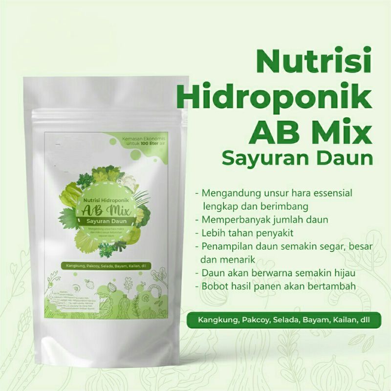 Jual AB MiX Nutrisi Hidroponik 1300 PPM Untuk Sayuran Daun | Shopee ...