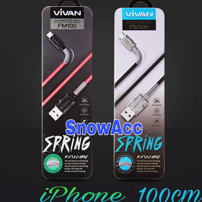 Jual [COD] Vivan Kabel Data Charger iPhone FL100 2.4A 1M Spring ...