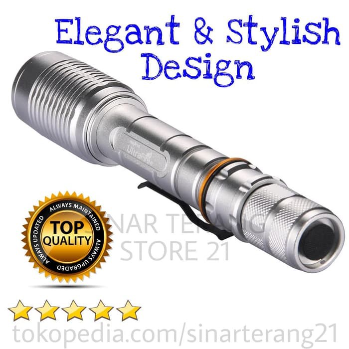 Jual SILVER EDITION XML T6 ULTRAFIRE 8000 LM Senter ZOOM 5 MODE LED 2x18650 | Shopee Indonesia