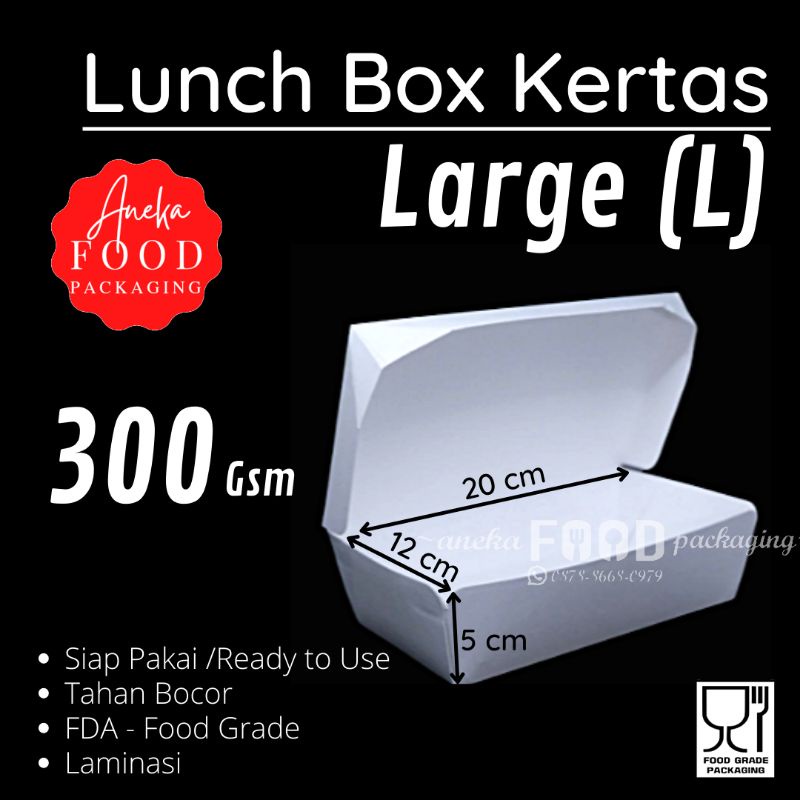 Jual Lunch box paper BESAR/kotak makan kertas large (L) | Shopee Indonesia