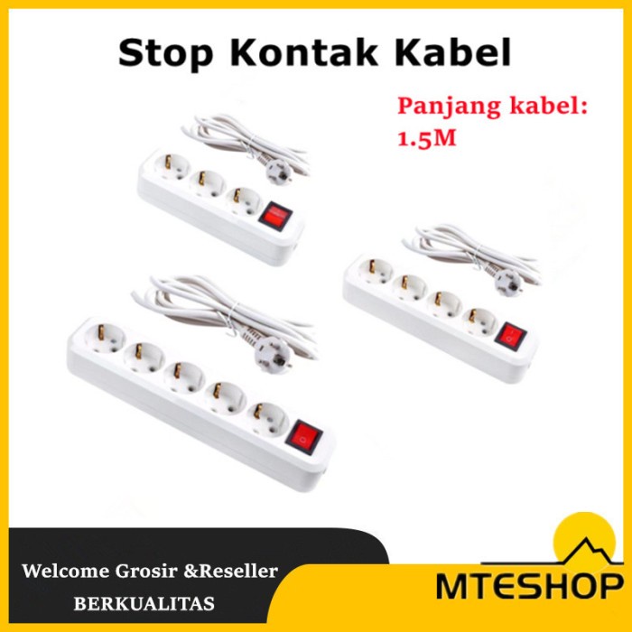 Jual Listrik-Perlengkapan- Stop Kontak + Kabel 3 Lubang 3 Meter 3M Colokan Listrik Stopkontak ...