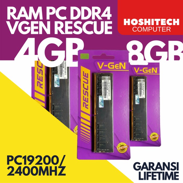 Jual VGeN RAM PC DDR4 4GB 8GB PC19200/2400Mhz LongDimm V-GEN RESCUE ...