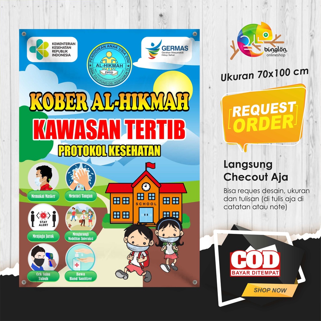 Jual Spanduk Banner Kawasan Tertib Protokol Kesehatan Untuk Sekolah ...