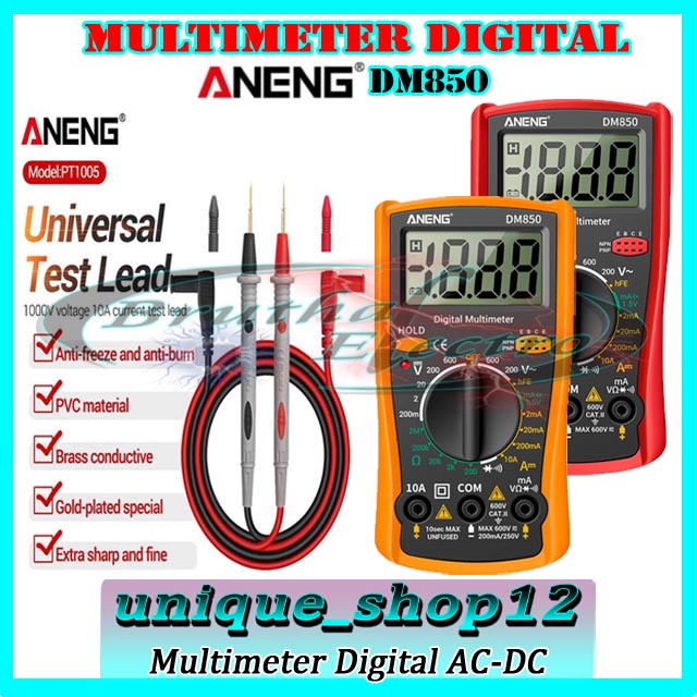Jual Multimeter Digital ANENG DM850 Multitester AC DC Buzzer Test Plus ...