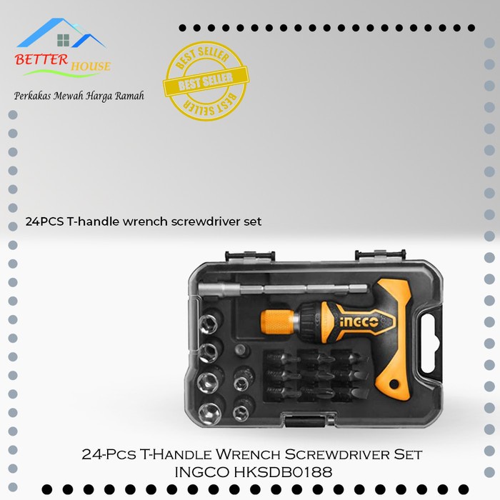 Jual 24-Pcs T-Handle Wrench Screwdriver Set INGCO HKSDB0188 Toolkit ...