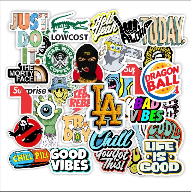 Jual Stiker paket isi 30pcs stiker graftac waterproof | Shopee Indonesia