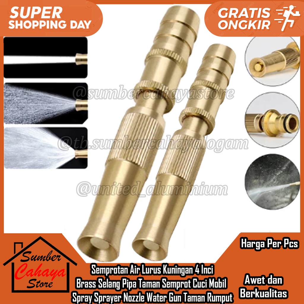 Jual Semprotan Air Lurus Kuningan Brass Selang Pipa Taman Semprot 4" In ...