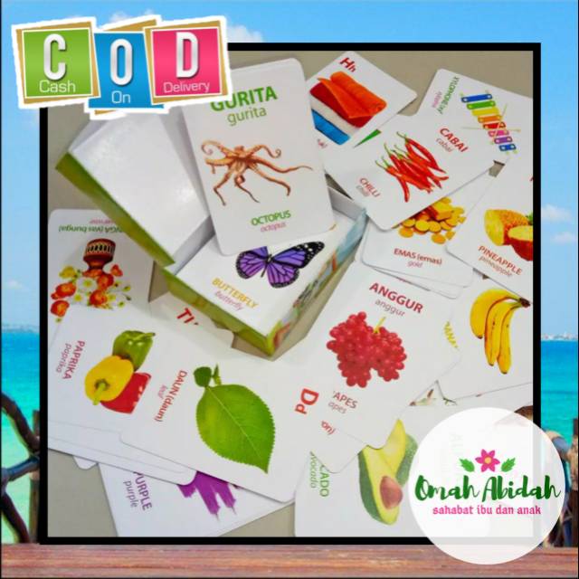 Jual FLASH CARD LENGKAP 96 PCS - abjad angka sayuran hewan buah warna ...