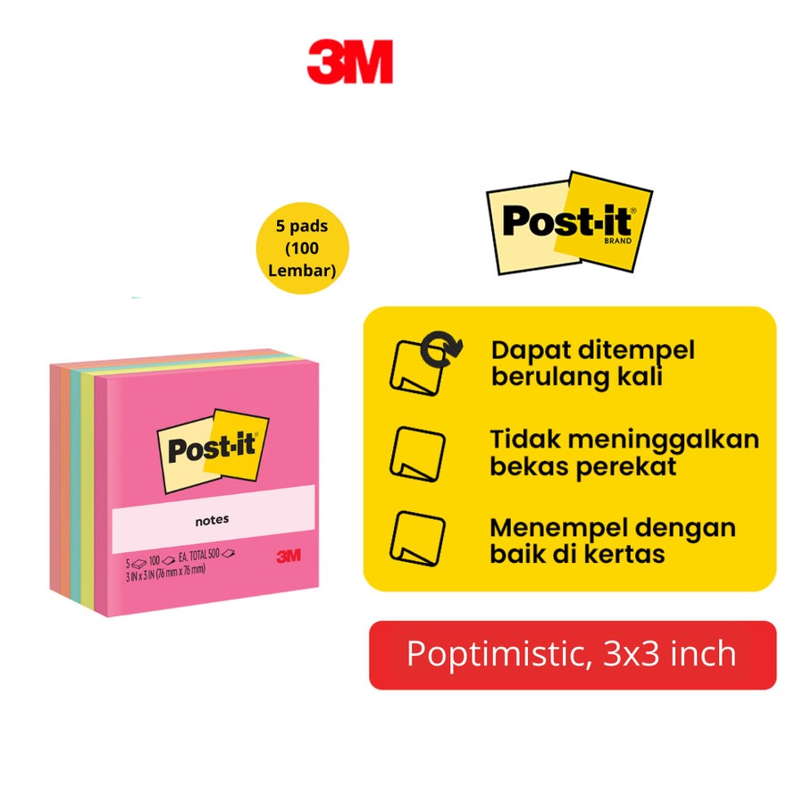 Jual Ktmstore 3M Post-it Original Sticky Notes Poptimistic 654-5AN Memo ...