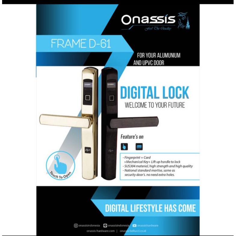Jual Smart Lock Digital Lock Kunci Digital Onassis Frame Aluminium Body ...