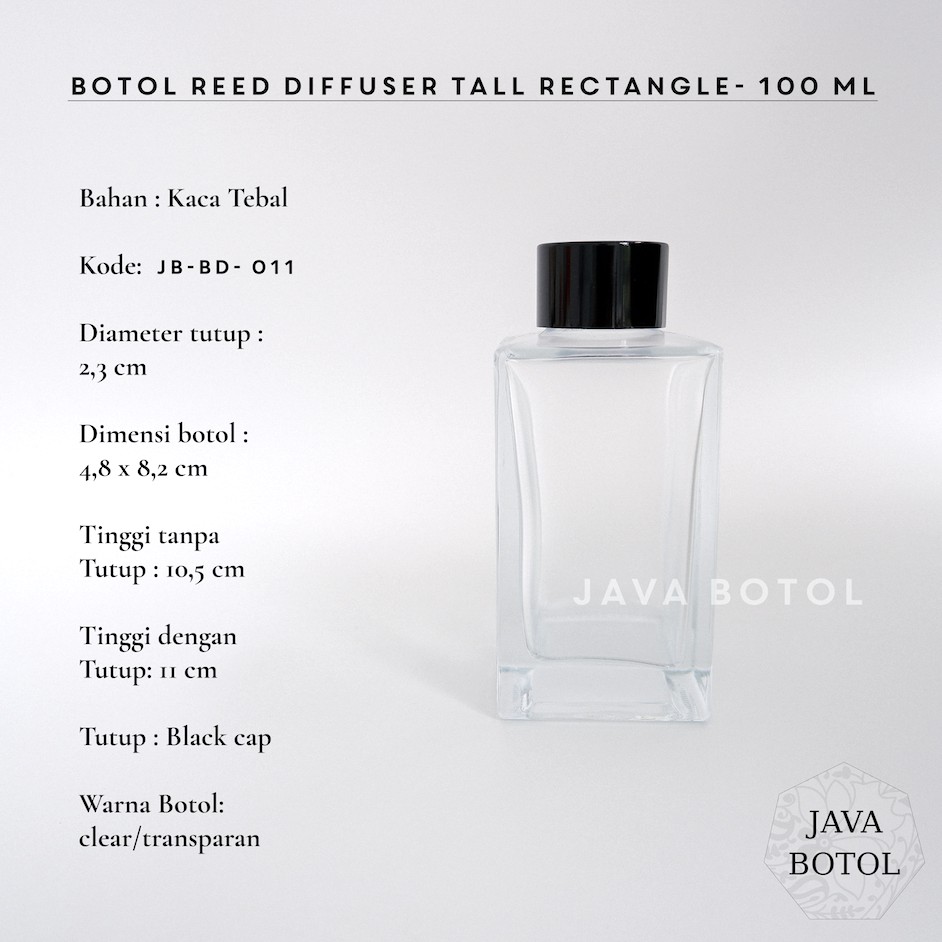 Jual Botol Reed Diffuser Tall Rectangle Clear - 100 mL | Shopee Indonesia