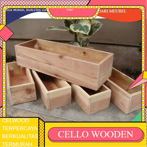 Jual POT BUNGA VAS BUNGA KAYU WOODEN BOX PLANTER ARTIFICIAL BUNGA PALSU ...