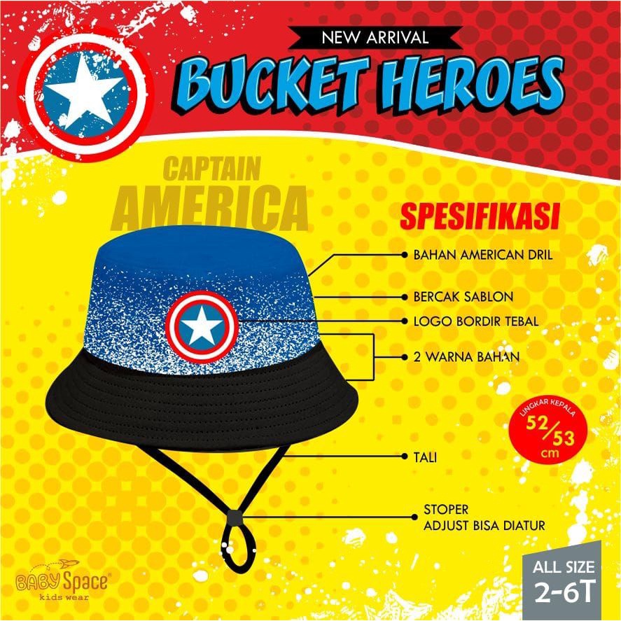 Jual Topi Bucket Hat Tali / Topi Rimba Tali Superheroes Superhero ...