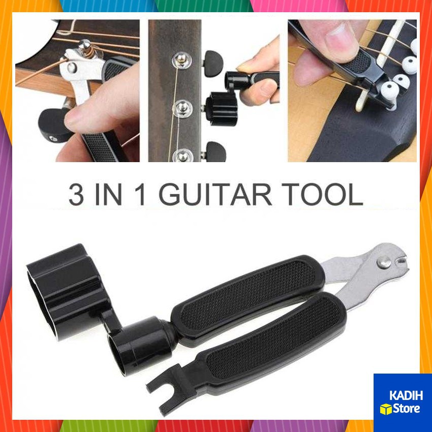 Jual Ganti Senar Gitar Guitar Tool 3in1 String Winder Bridge Pins ...