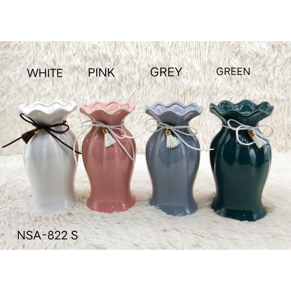 Jual Vas Bunga Keramik Flower Pot Bunga Ceramic Vase Bejana 4 Warna ...