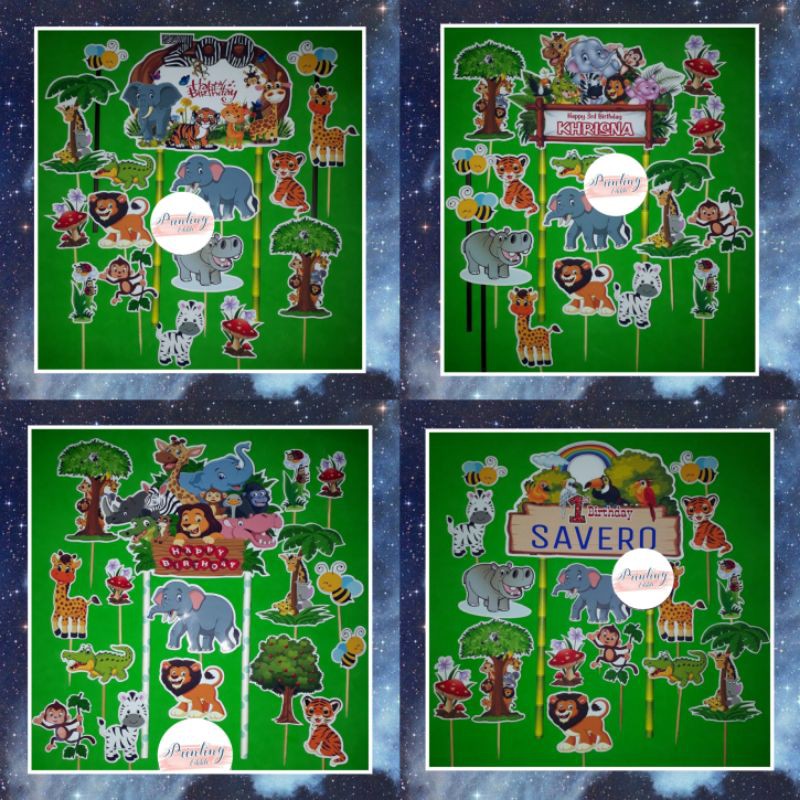 Jual Topper Tema Zoo | Hiasan Kue Tema Kebun Binatang | Shopee Indonesia