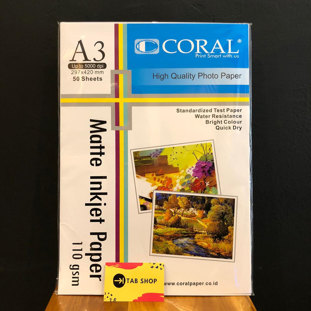 Jual TAB SHOP - CORAL MATTE INKJET PAPER A3 110 GSM 50 SHEETS - CORAL ...