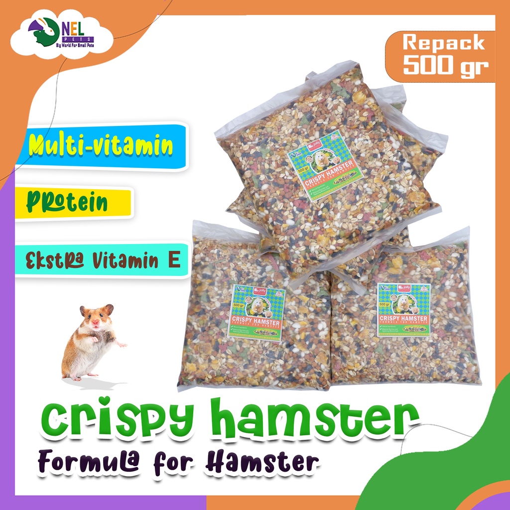 Jual MAKANAN HAMSTER JOLLY CRISPY HAMSTER repack 500 gram/hamster food ...