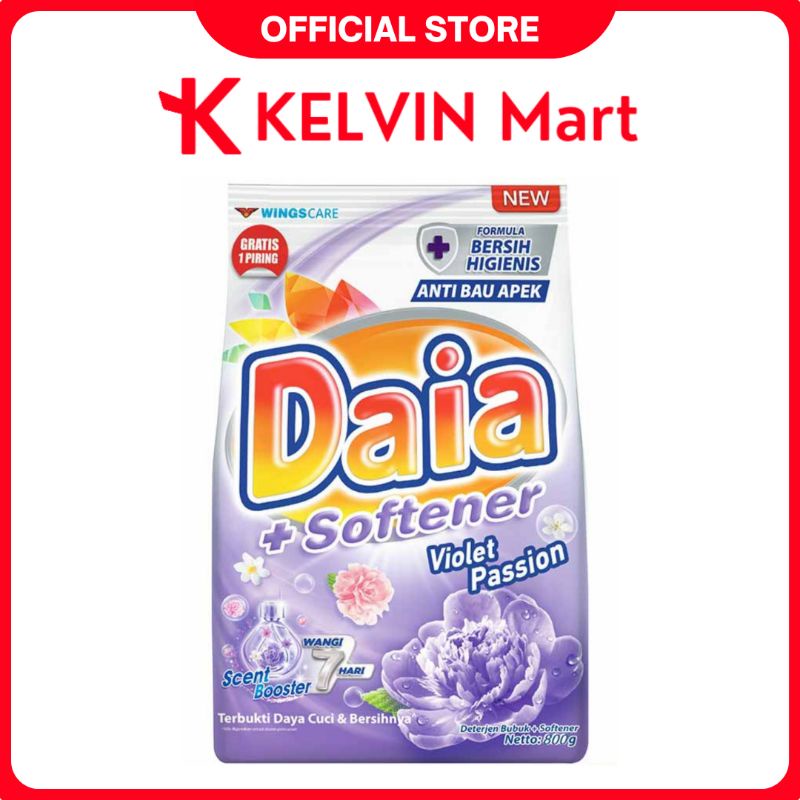 Jual Daia Detergent Bubuk + Softener Violet Bag 800g | KELVIN Mart ...