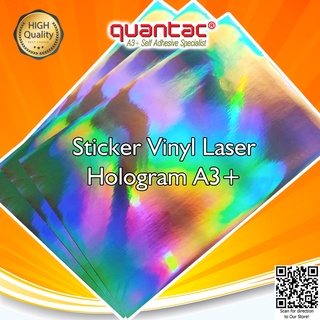 Jual Quantac Sticker Vinyl Hologram A3+ Stiker Silver Rainbow Digital ...