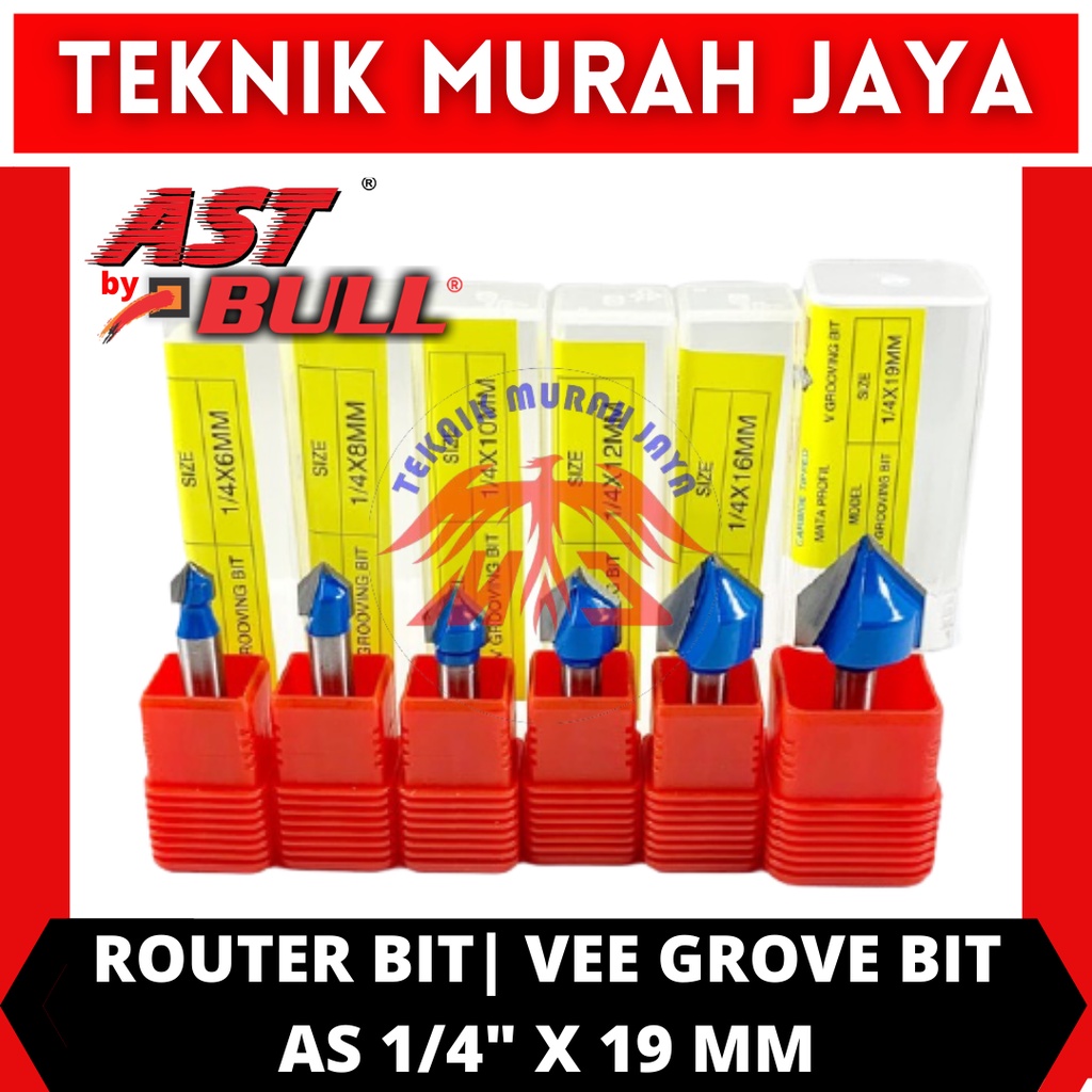 Jual AST Mata Profil Router Trimer Kayu 1/4X19MM Vee Groove V Groving ...