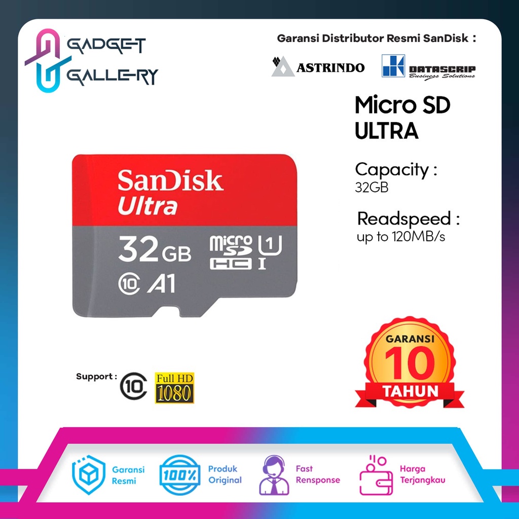 Jual Memory Memori Card MicroSD Micro SD Sandisk Ultra Class 10 32GB 32 ...