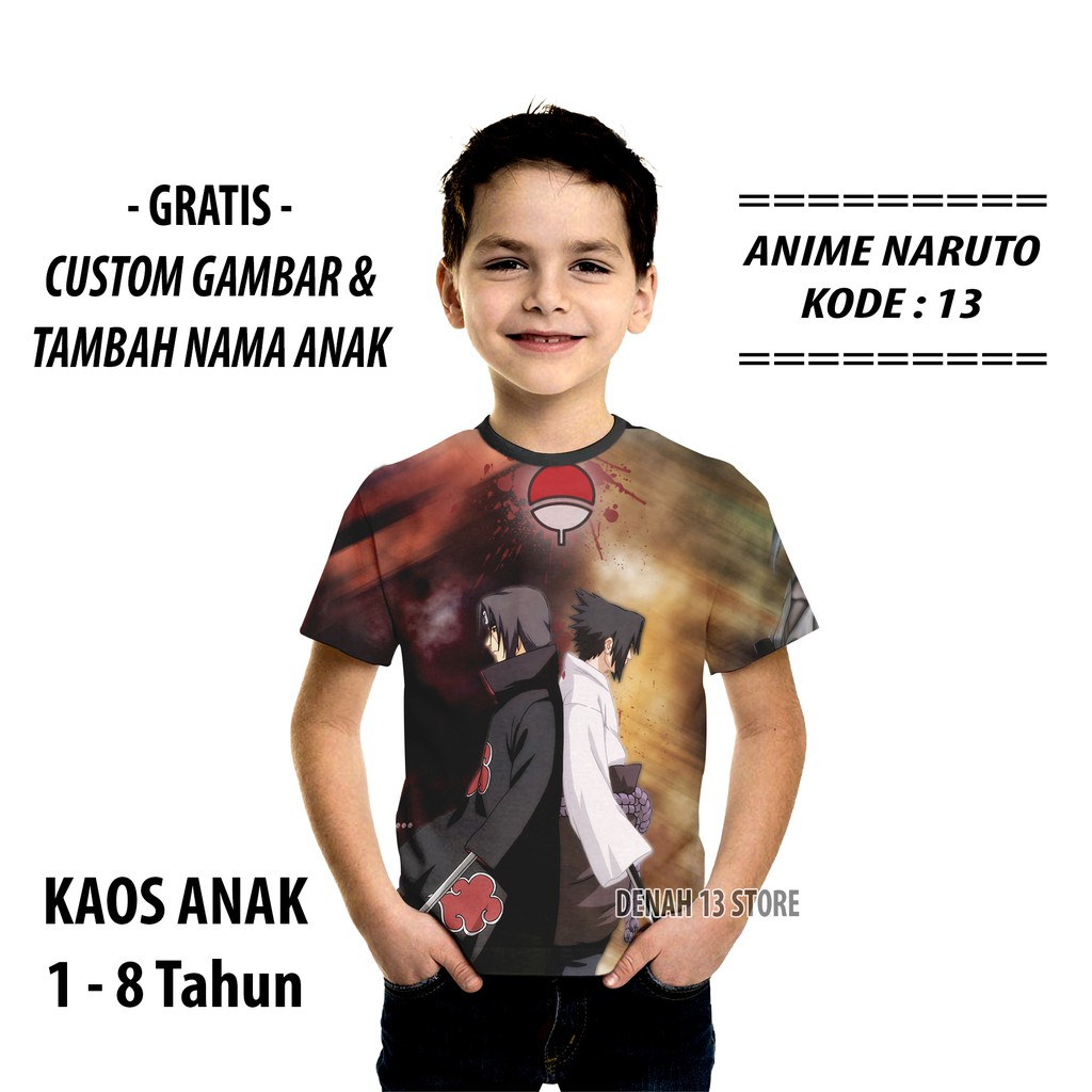 Jual Baju Kaos Naruto Anak Karakter Uciha Itachi dan Sasuke | Shopee ...