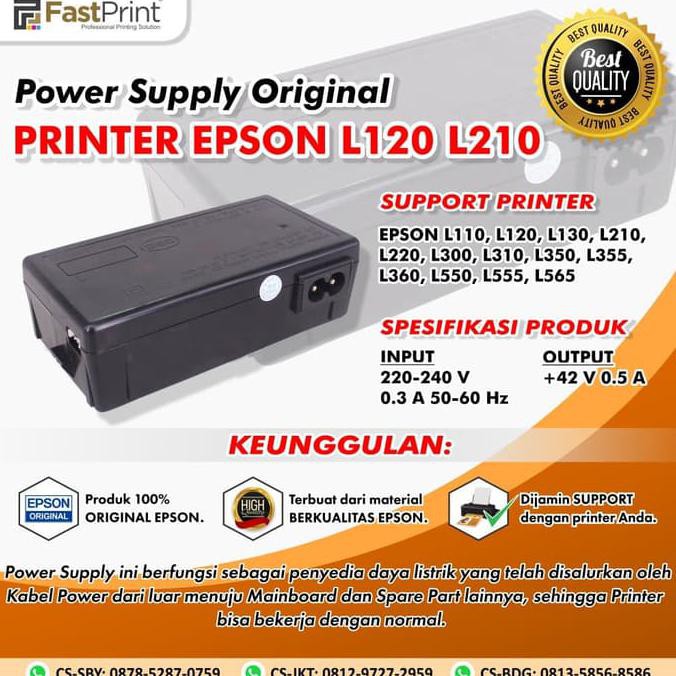 Jual Fast Print Power Supply Original Epson L110, L120, L210, L300 ...