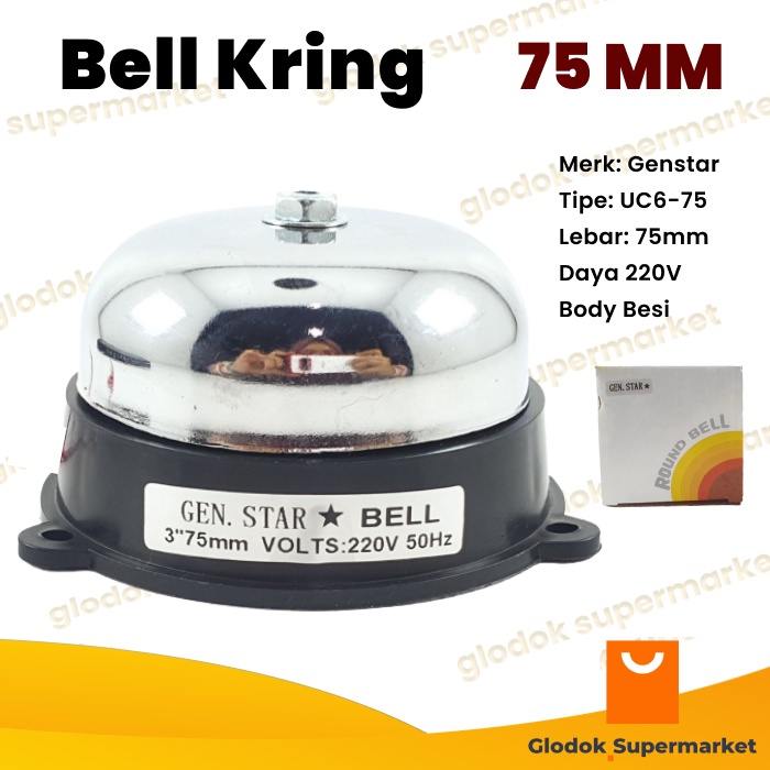 Jual Bel Kring 75mm Genstar Bell Listrik Sekolah 3 inch Round 220v ...