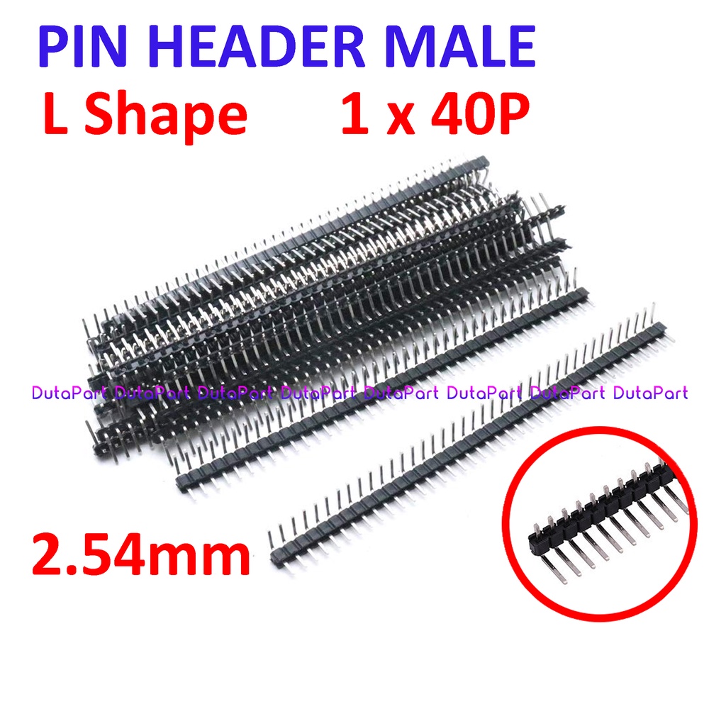 Jual Right Angle L Shape 1x40P Pin Header Male 2.54mm 40 Pin Single Row ...
