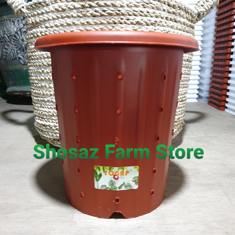 Jual (LUSINAN 12 BH) Pot Bunga Yogap YPT 13 Merah Bata BERLUBANG ...